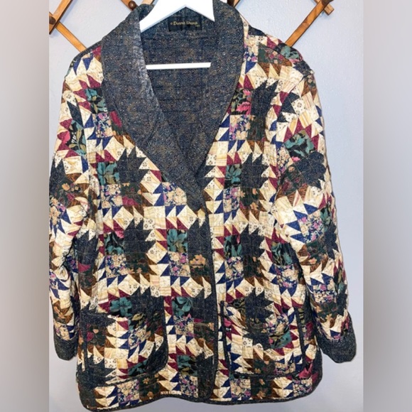 Jackets & Coats | Vintage Quilted Boho Cottage Core Floral Blazer ...